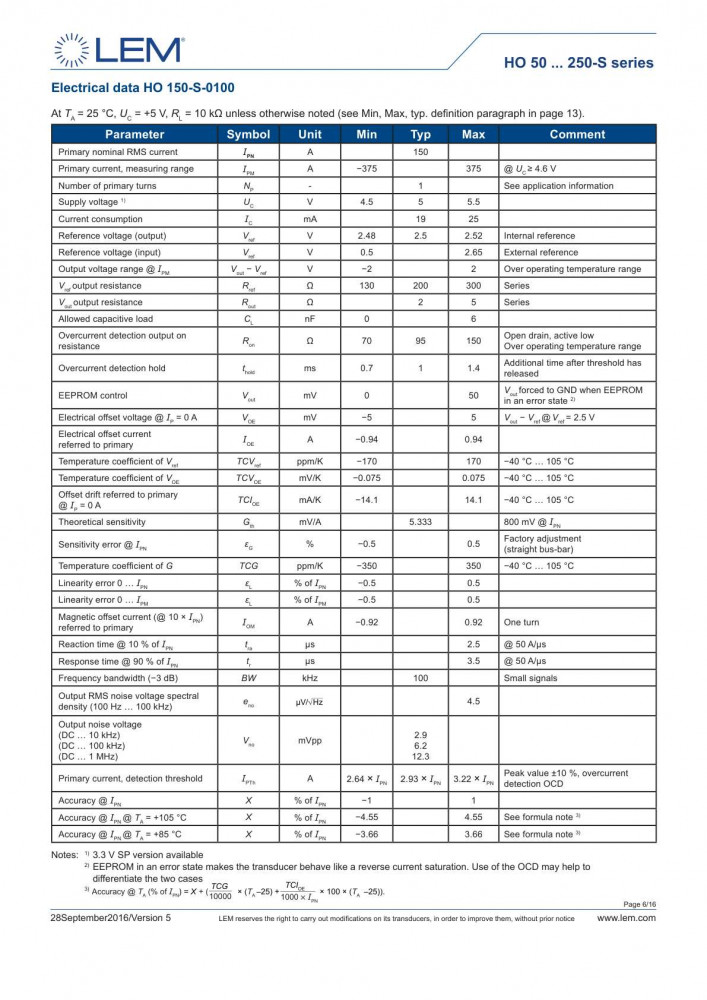 HO-S datasheet page 6
