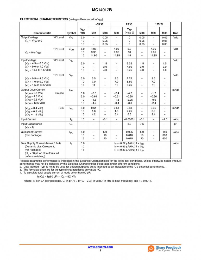 MC14017B technical document page 3