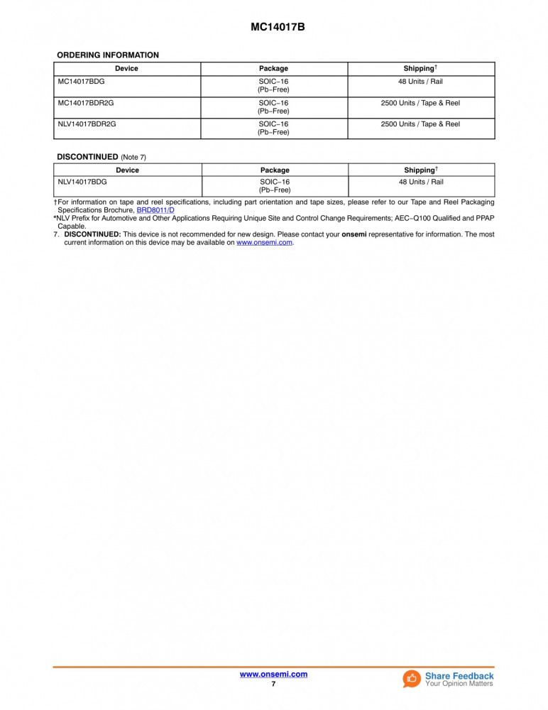 MC14017B technical document page 7