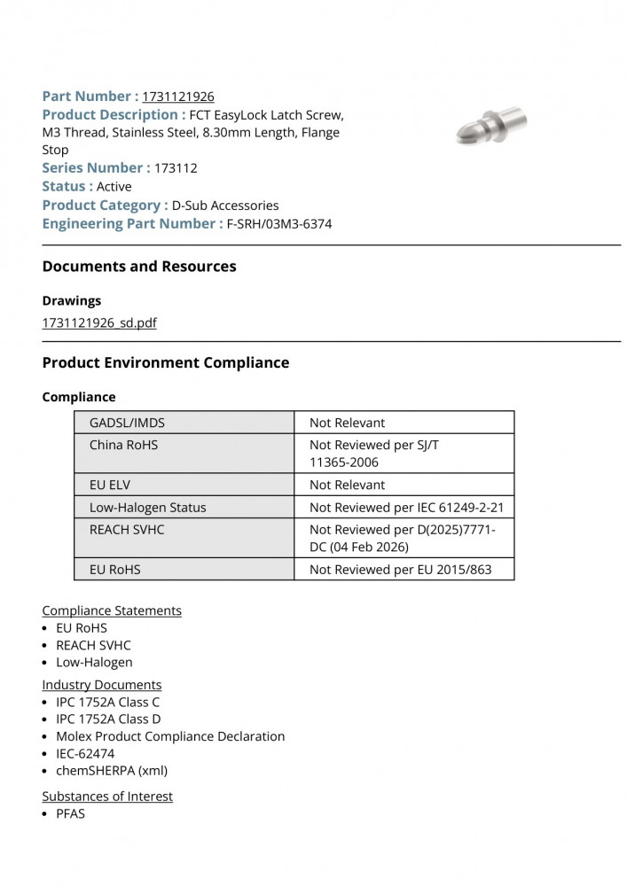 MOLEX 1731121926 drawing preview, page 1
