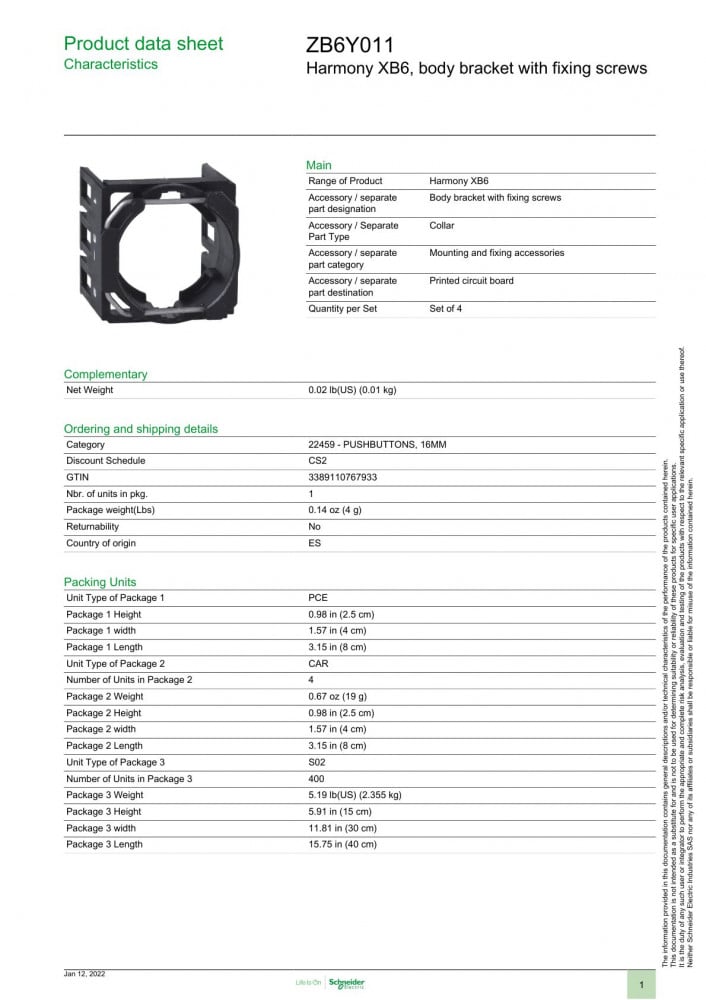ZB6Y011 technical document page 1