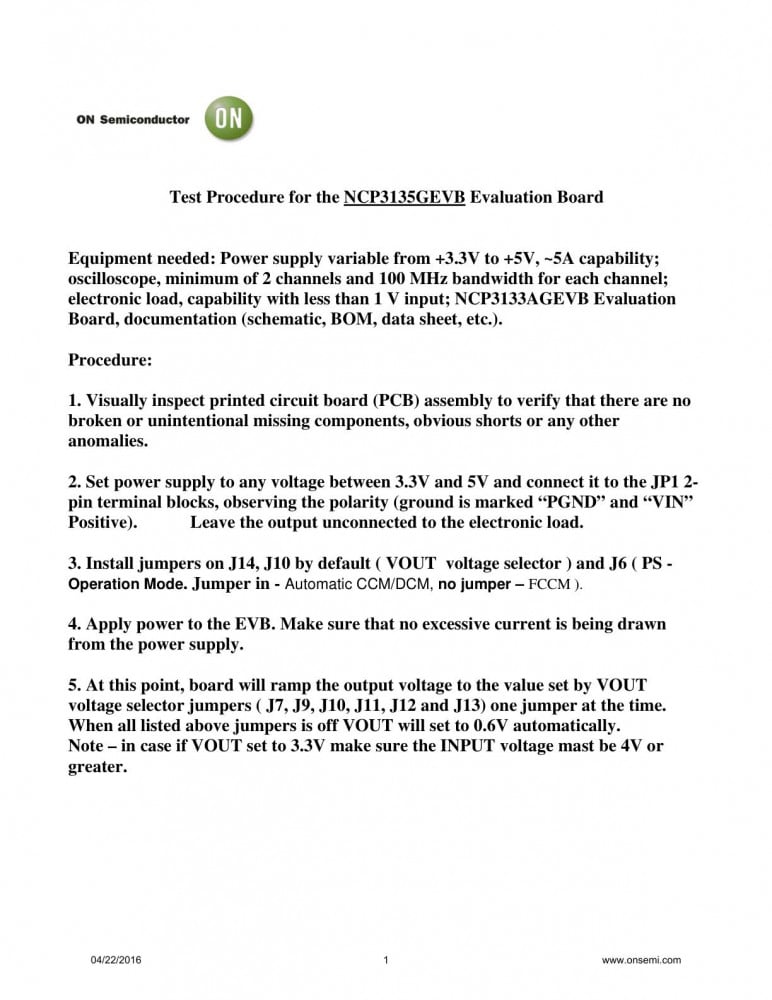 NCP3135GEVB technical document page 1