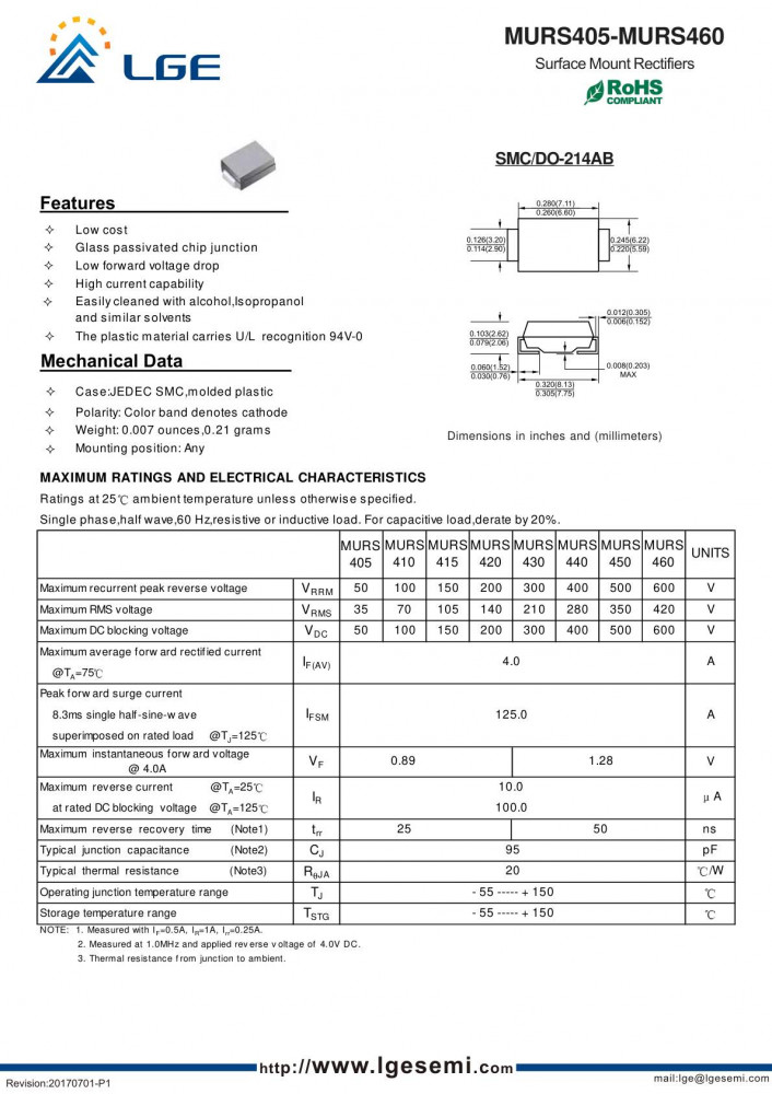 LGE MURS420C datasheet page 1