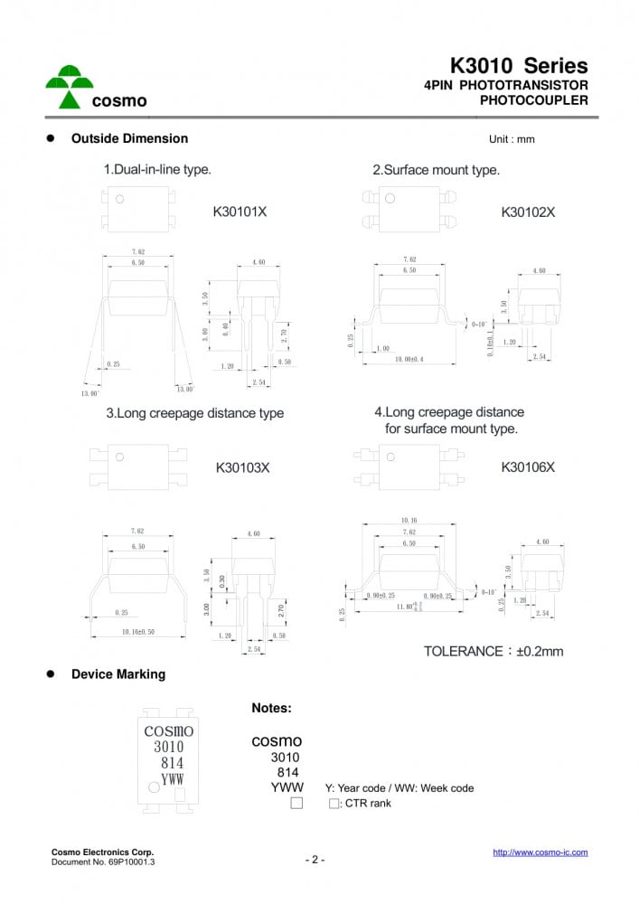 Cosmo K3010 datasheet page 2