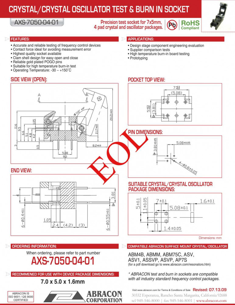 AXS-7050-04-01 product drawing and technical documentation page
