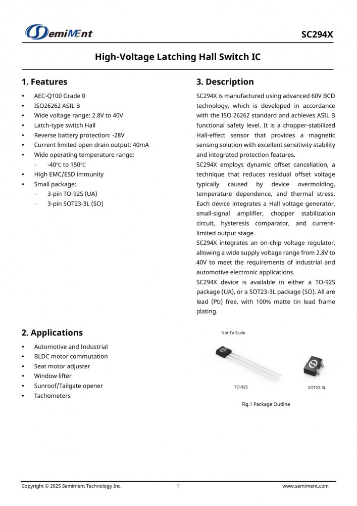 SC2943 datasheet page 1