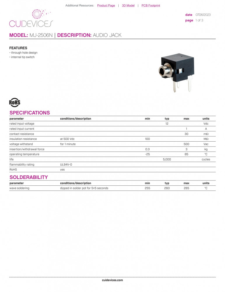 MJ-2506N technical document page 1