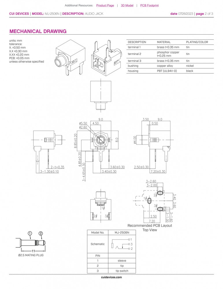 MJ-2506N technical document page 2