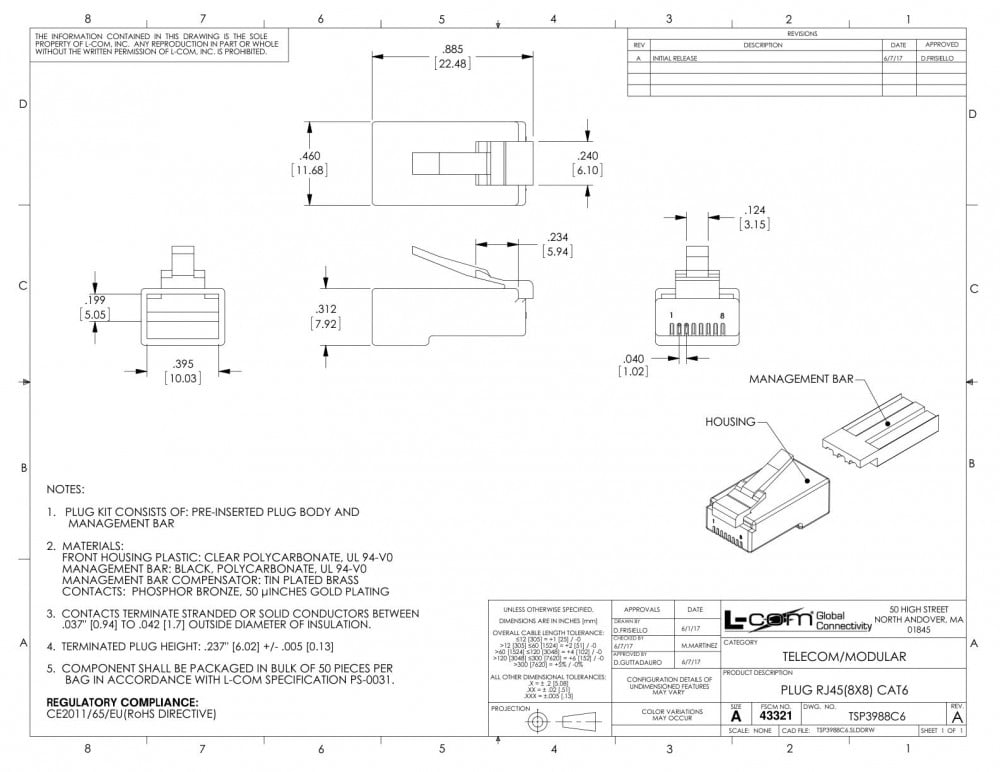 L-com TSP3988C6 product drawing