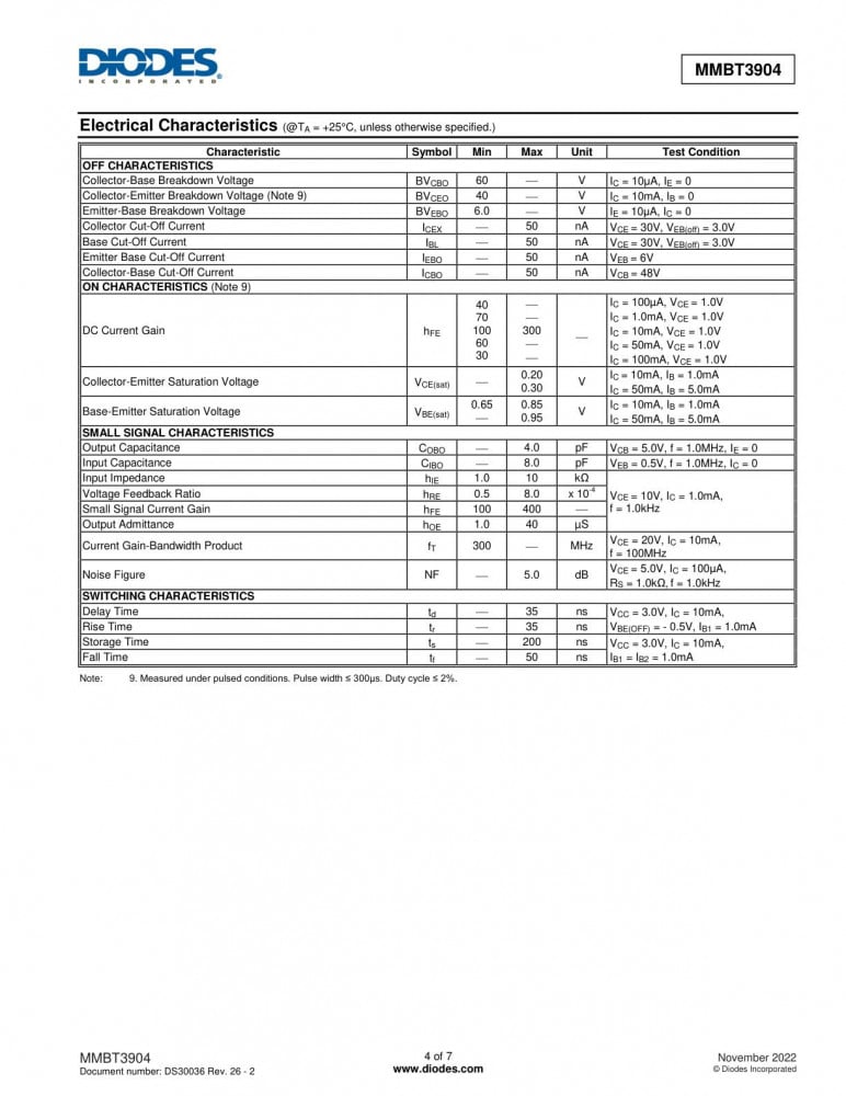 MMBT3904-7-F datasheet page 4