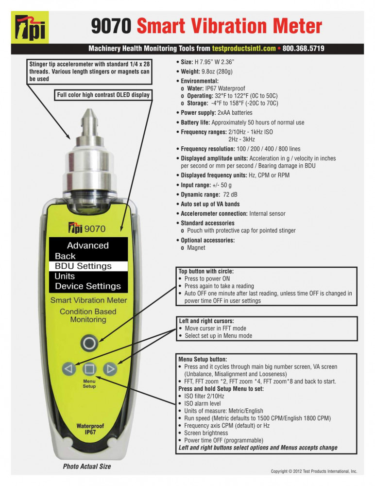 TPI 9070 product documentation image, page 2