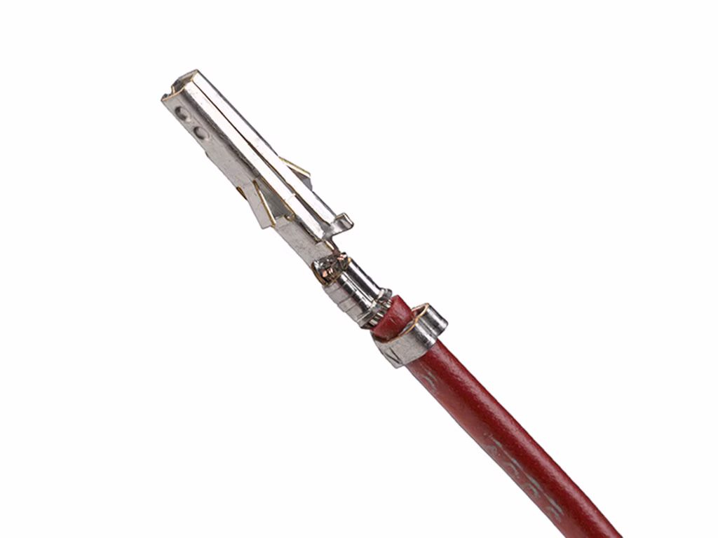 Pre-Crimped Lead Mini-Fit Male-to-Mini-Fit Male, Tin (Sn) Plating, 150.00mm Length, 18 AWG, Red