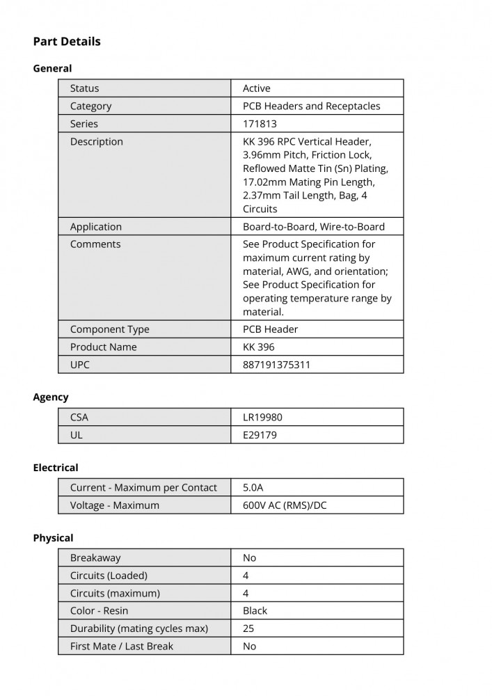 Technical document page 2 for MOLEX 1718130004