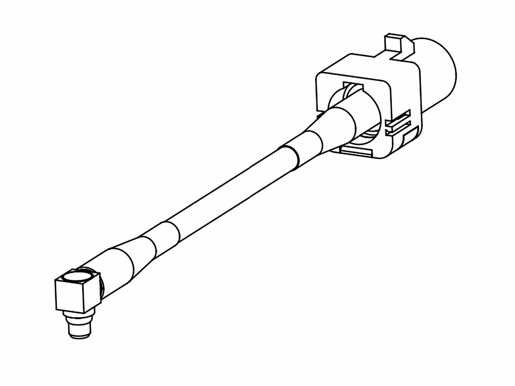 FAKRA Straight Jack Code F-to-MMCX Right-Angle Plug, RG-174 Cable, 203.20mm Length, 50 Ohms
