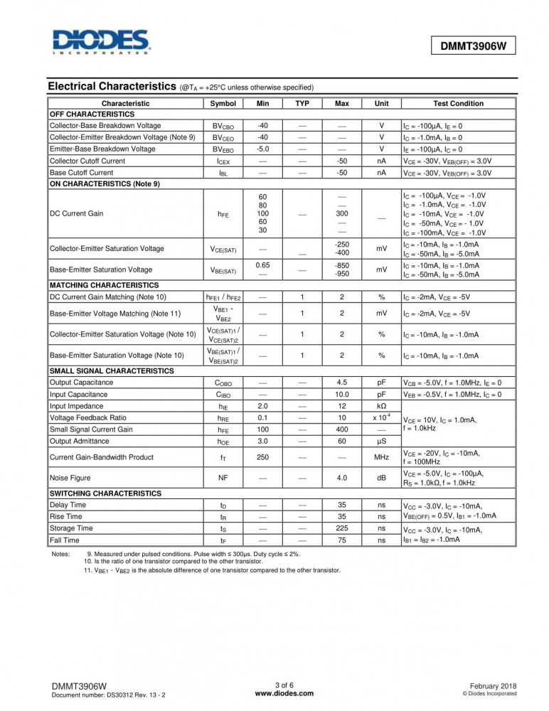 DMMT3906W-7-F datasheet page 3