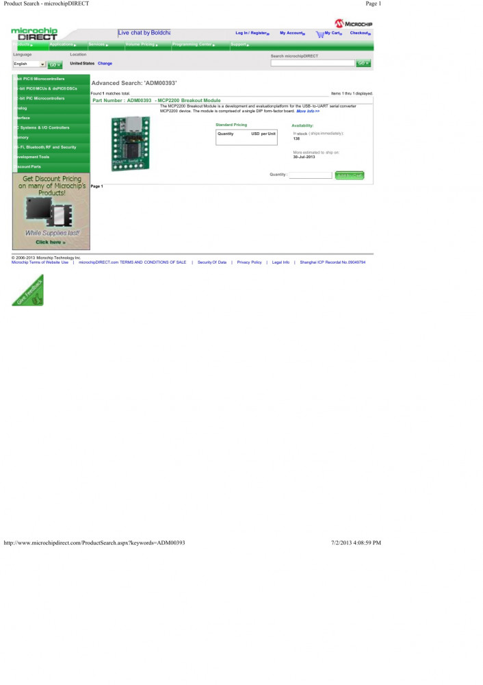 ADM00393 MCP2200 Breakout Module documentation preview