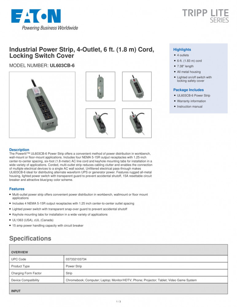 UL603CB-6 product document image 1