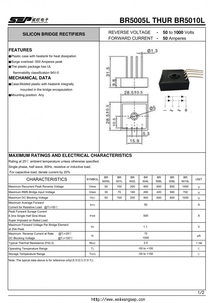 SEP BR5010L datasheet page 1