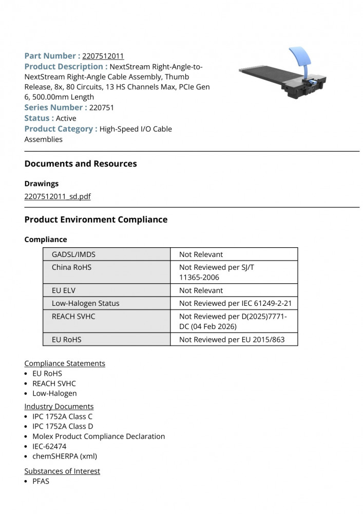 MOLEX 2207512011 drawing preview, page 1