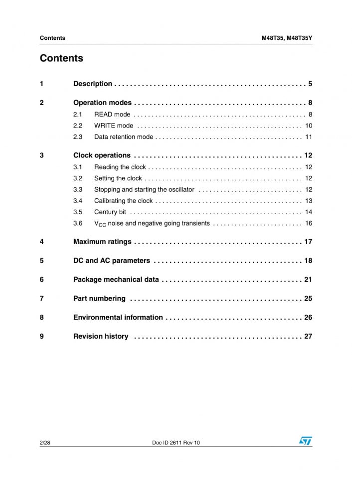 M48T35Y datasheet page 2