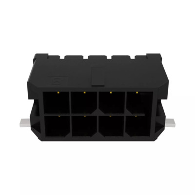 Micro-Fit+ Right-Angle Header, Surface Mount, 3.00mm Pitch, Dual Row, 8 Circuits, 0.76µm Gold (Au) Plating, Glow-Wire Capable, Solder Nail, Black, Tape and Reel for sale