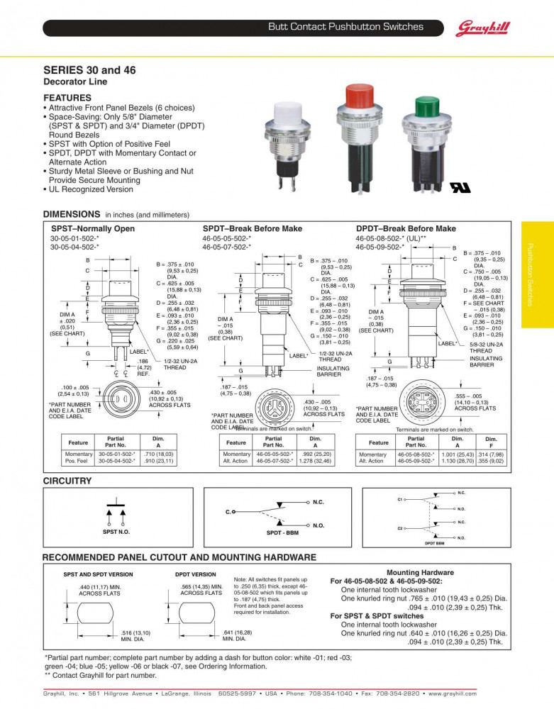 Grayhill dimensions and circuitry