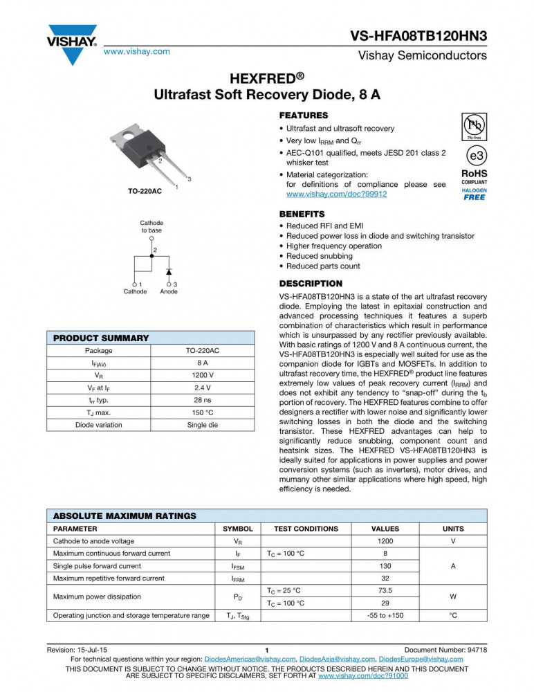 VS-HFA08TB120HN3 datasheet page 1