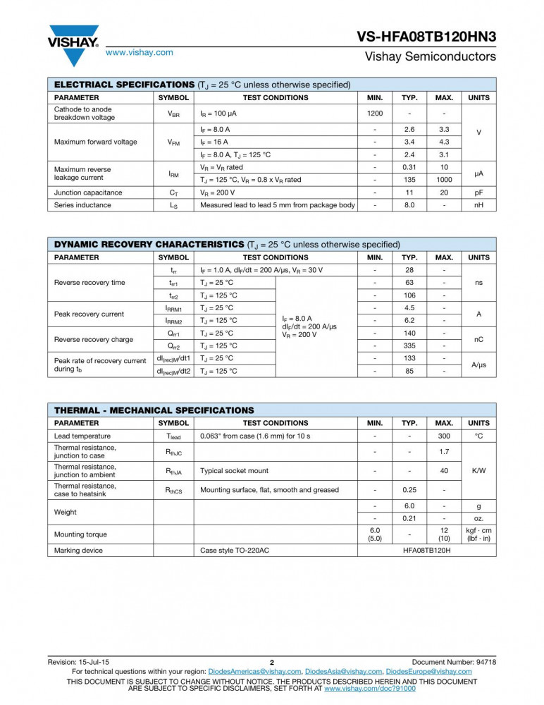 VS-HFA08TB120HN3 datasheet page 2