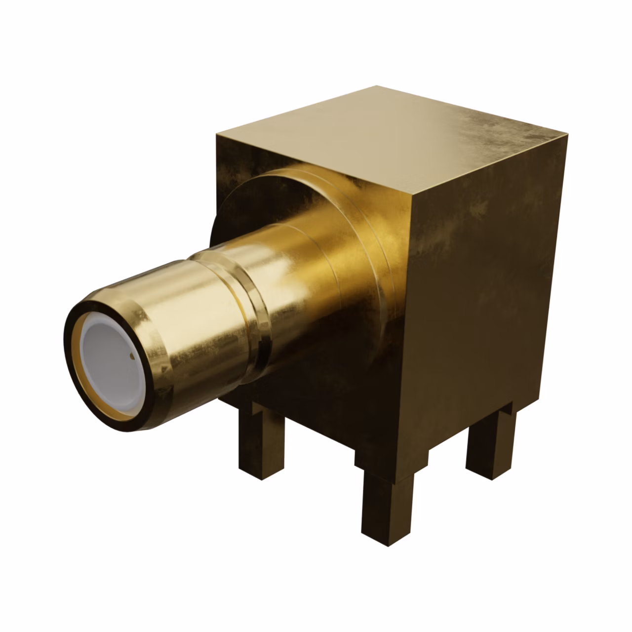 SMB Jack, Right-Angle, PCB Receptacle, Through Hole, Brass Body, Gold (Au) Plated, 50 Ohms for sale