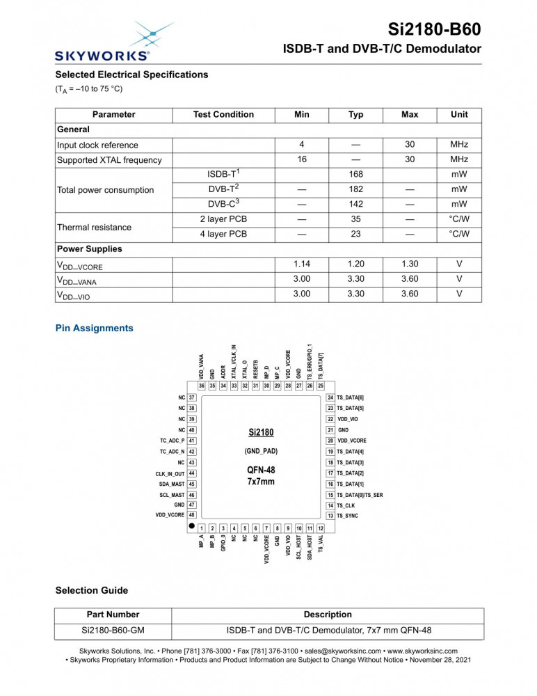 SI2180 technical document page 2