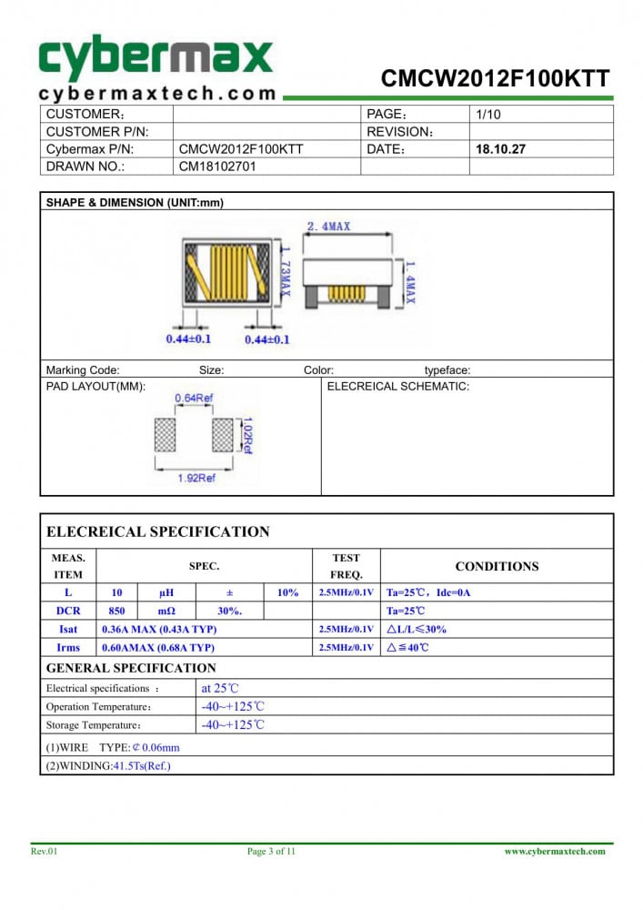 CMCW2012F100KTT reliability test page 3