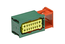 3.33mm / 6.00mm Pitch Hybrid Inline Female Housing, Right Slide Orientation, Dual Row, 16 Circuits, Brown