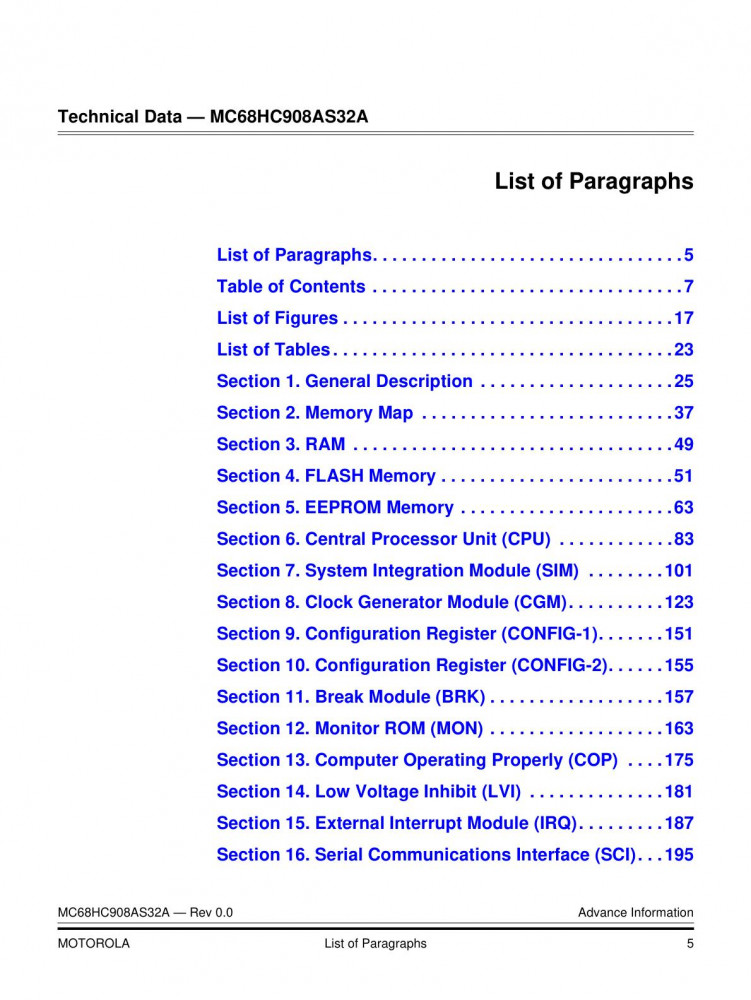 MC68HC908AS32A documentation page 5