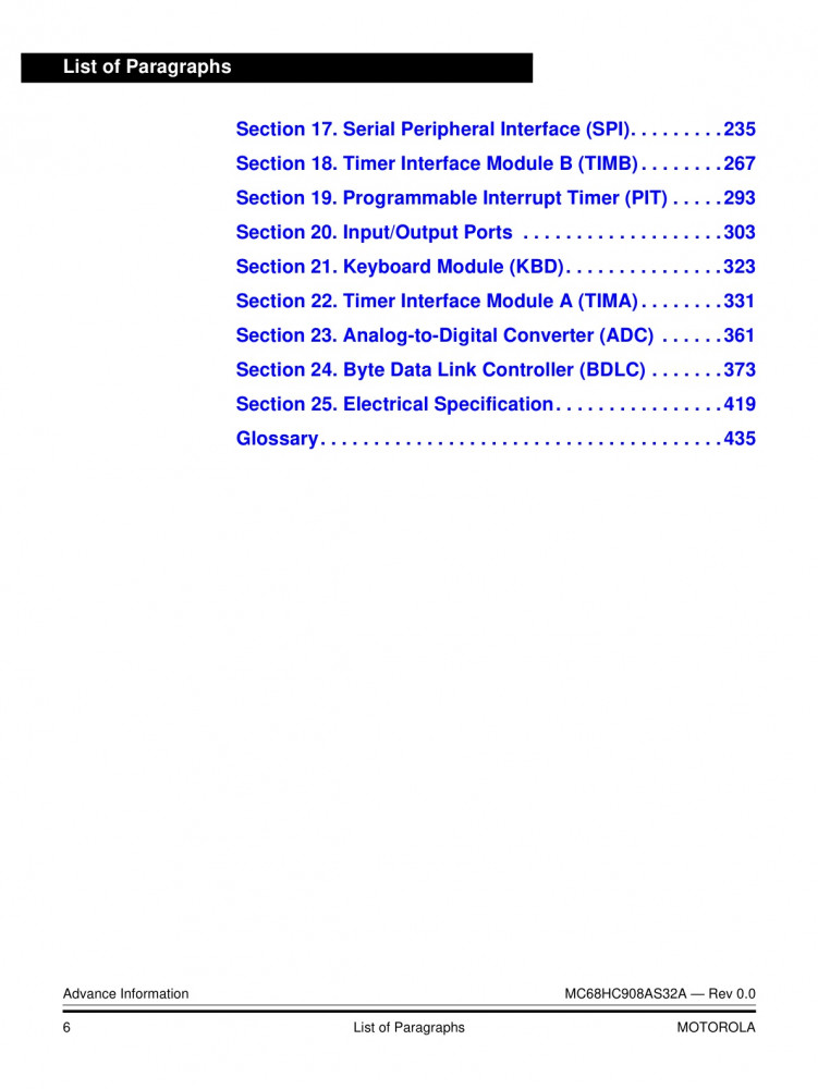 MC68HC908AS32A documentation page 6