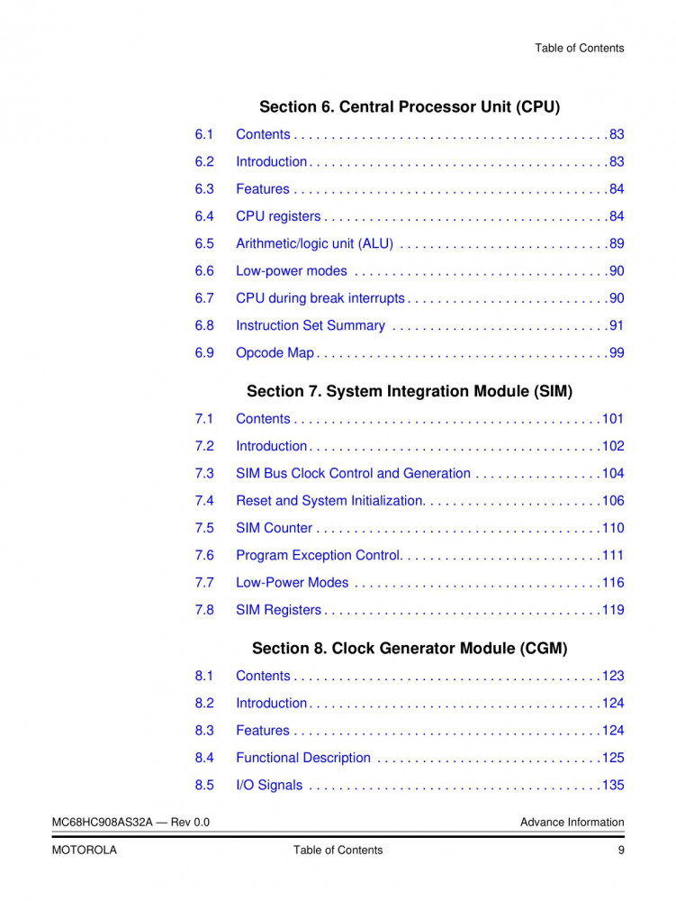 MC68HC908AS32A documentation page 9