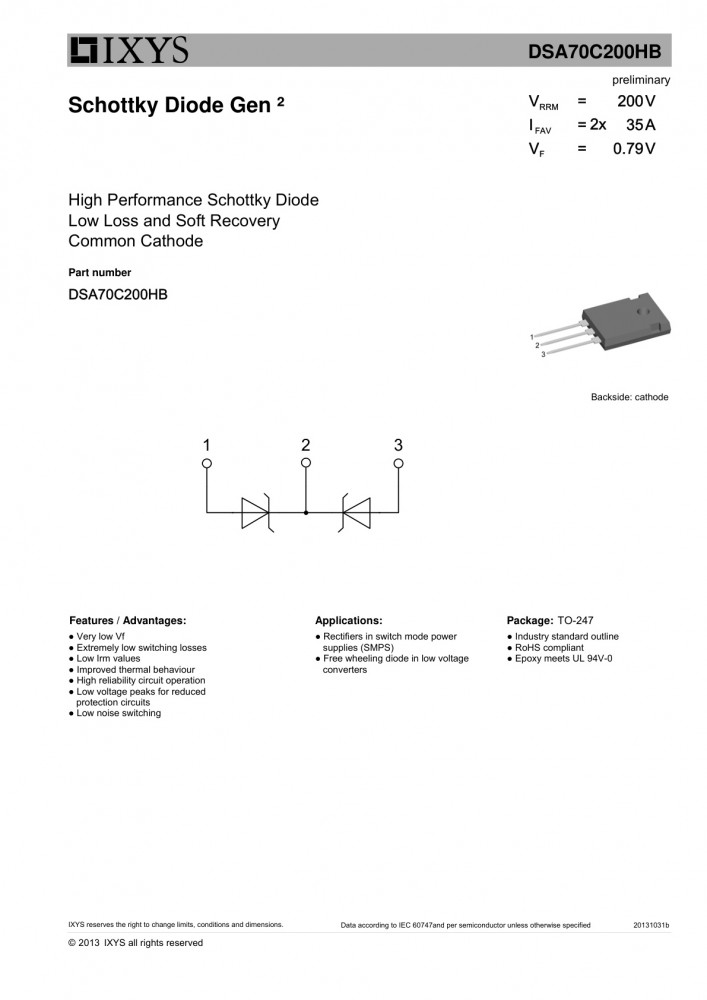 DSA70C200HB datasheet page 1
