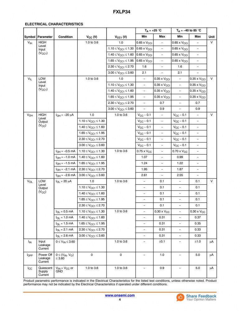 FXLP34 datasheet page 4