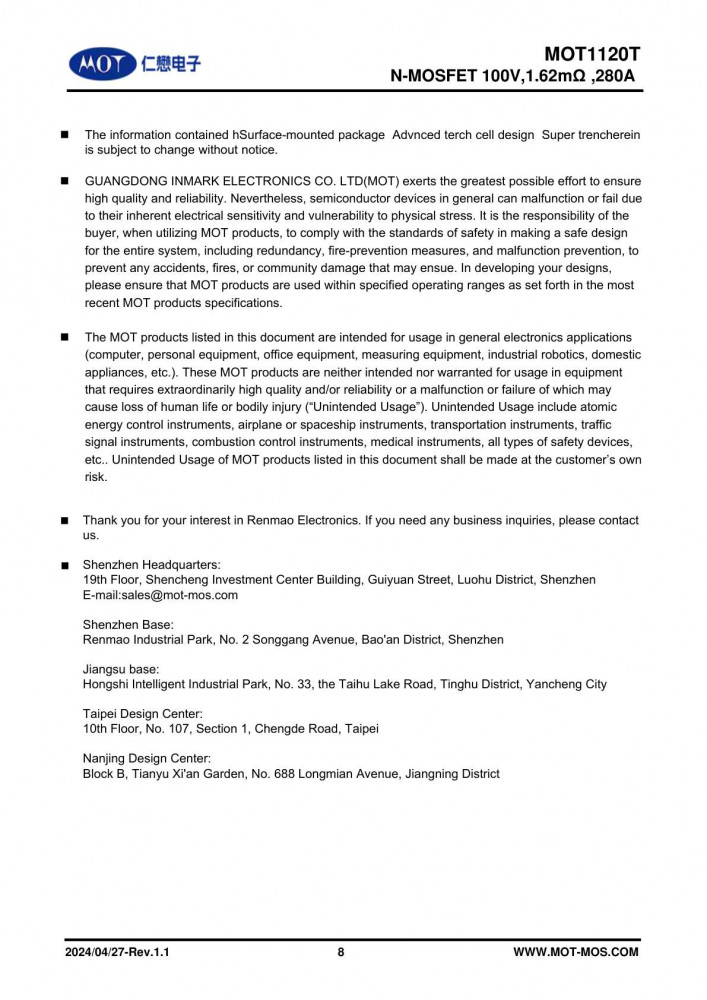 MOT1120T datasheet page 8