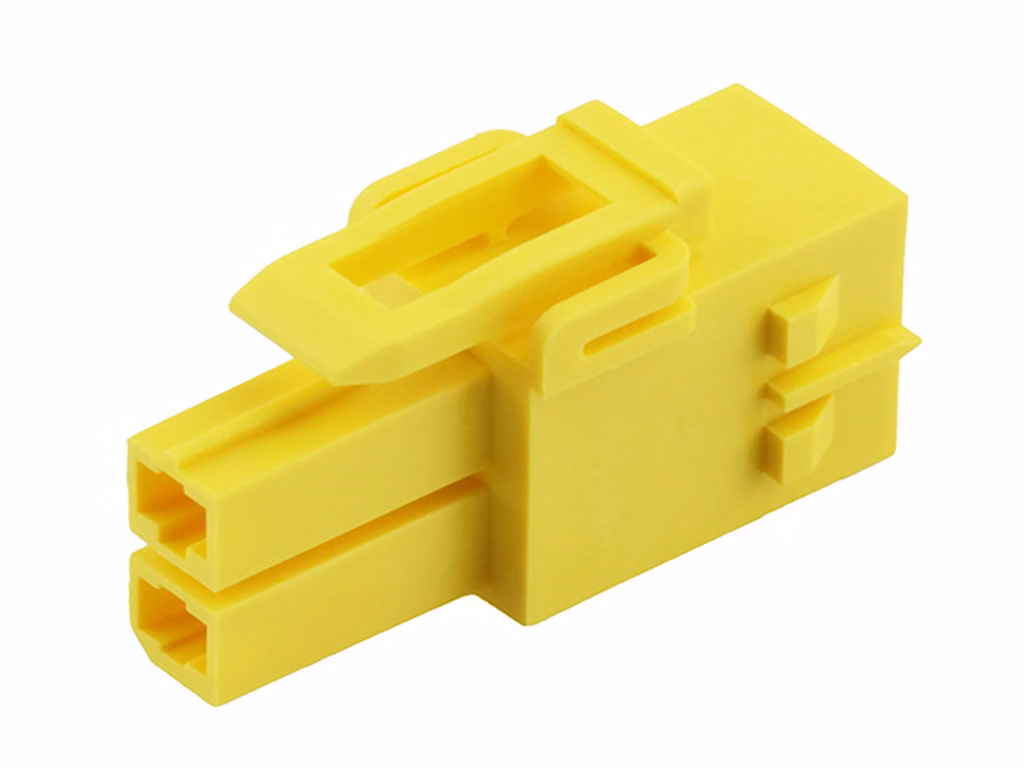 Mega-Fit ColorLock Tangless TPA-Capable Receptacle Housing, Dual Row, 2 Circuit, UL 94V-0, Glow-Wire Capable, Yellow for sale