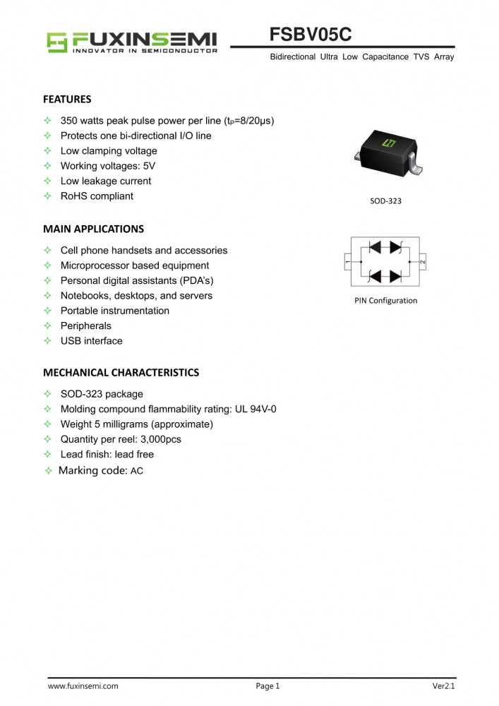 FSBV05C technical document page 1