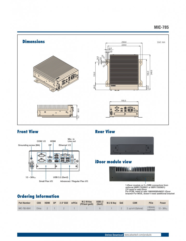 MIC-785 product documentation page 2