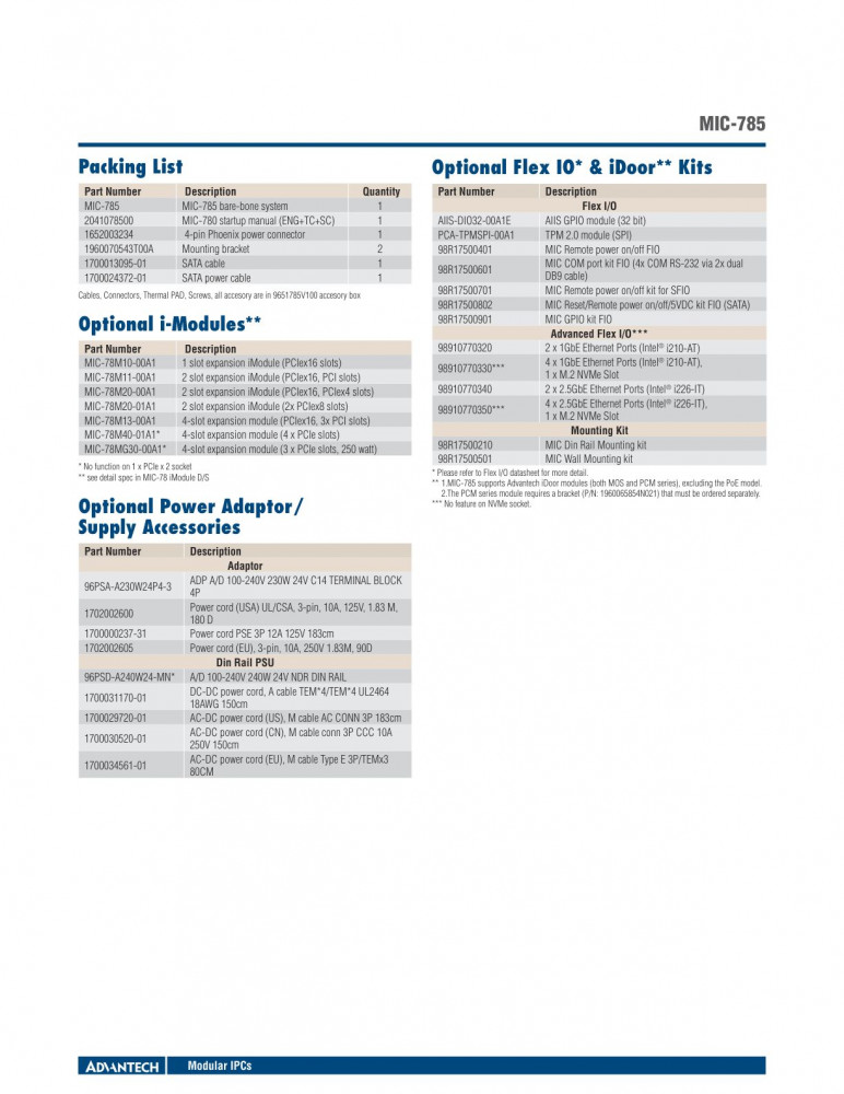 MIC-785 product documentation page 3
