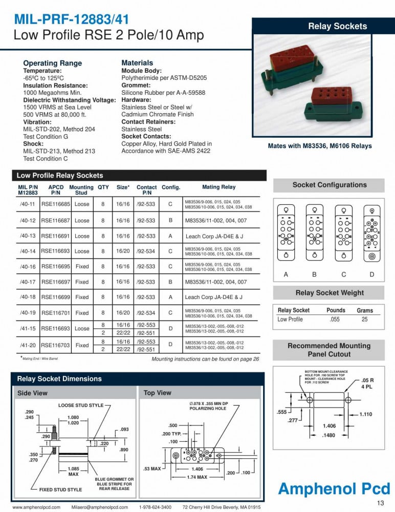 Amphenol relay socket technical document page 2