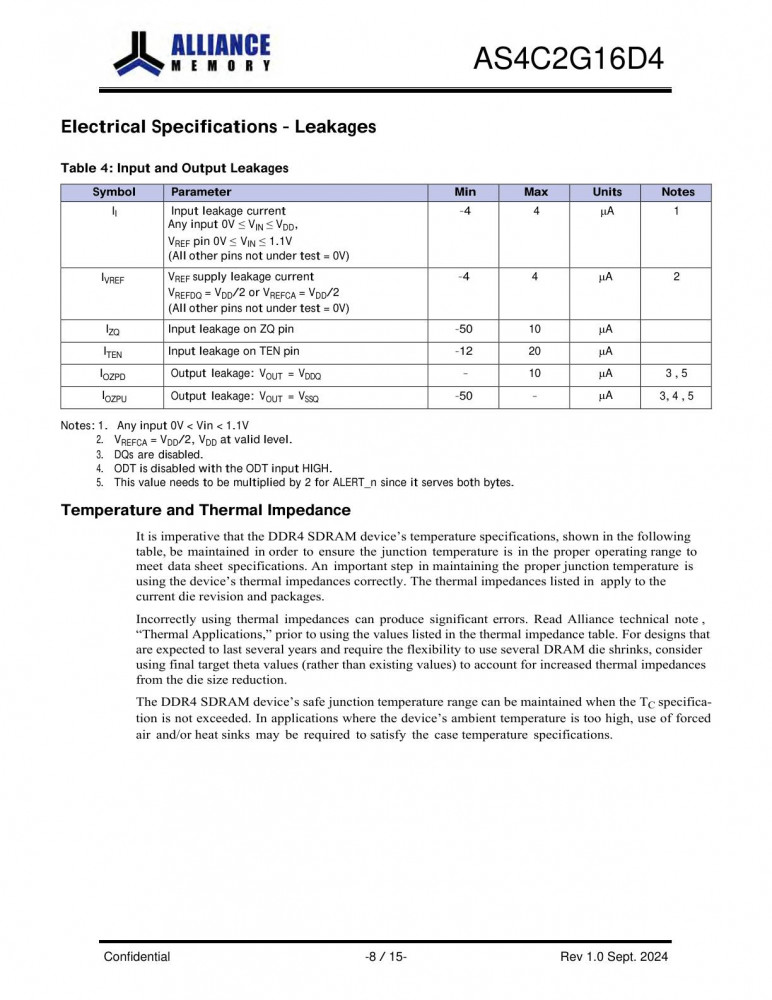 AS4C2G16D4 datasheet page 8