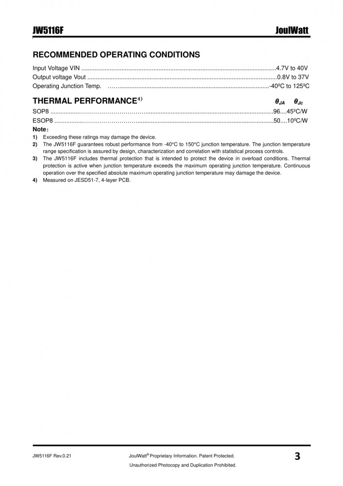 JW5116F datasheet page 3