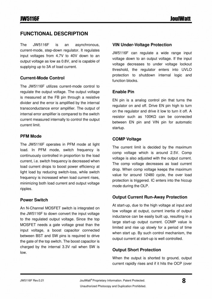 JW5116F datasheet page 8