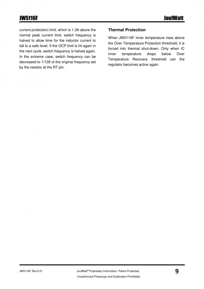 JW5116F datasheet page 9