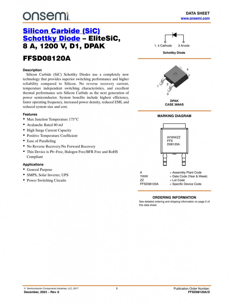 FFSD08120A datasheet page 1