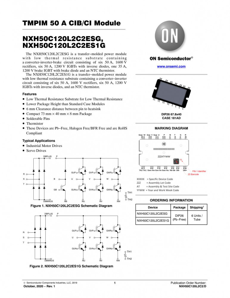 NXH50C120L2C2ESG datasheet page 1