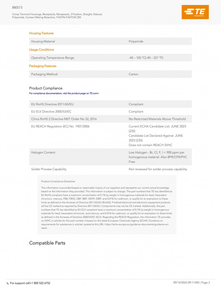 TE Connectivity 880573 product document page 2